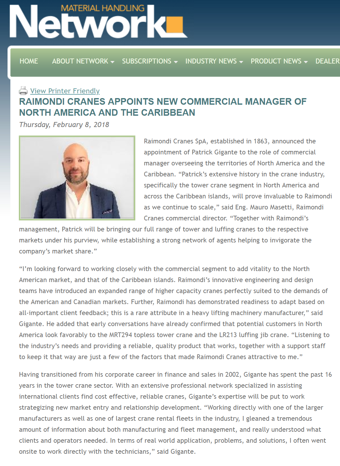 Material Handling Network: Raimondi Cranes appoints new Commercial ... Material Handling Network: Raimondi Cranes appoints new Commercial ...